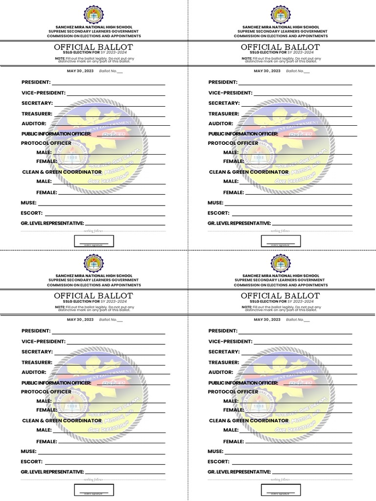 SSG Ballot | PDF | Elections | Government