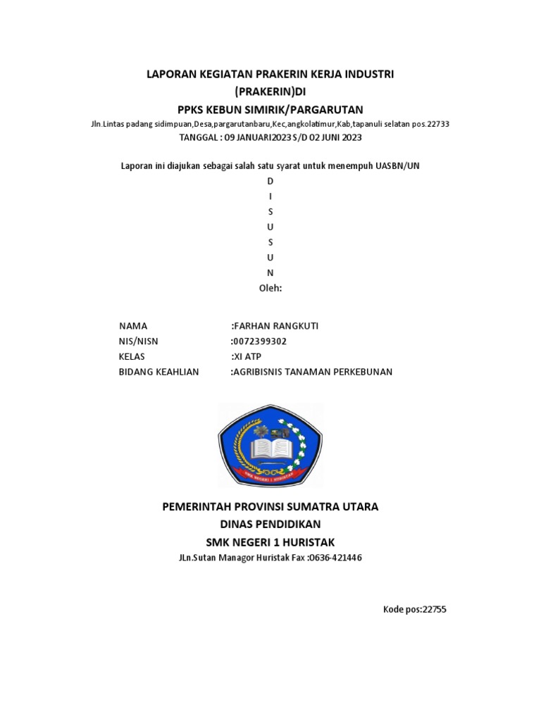 Laporan Prakerin PPKS Kebun Simirik | PDF