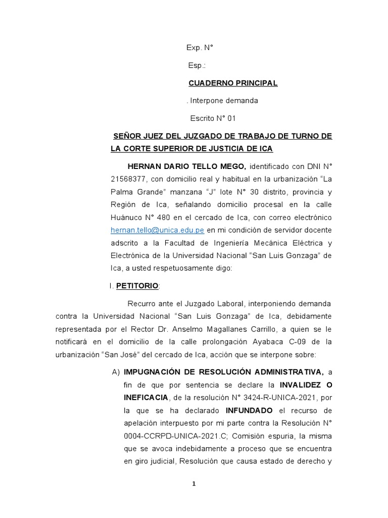 Demanda Contencioso Administrativa Pdf Judicaturas Caso De Ley