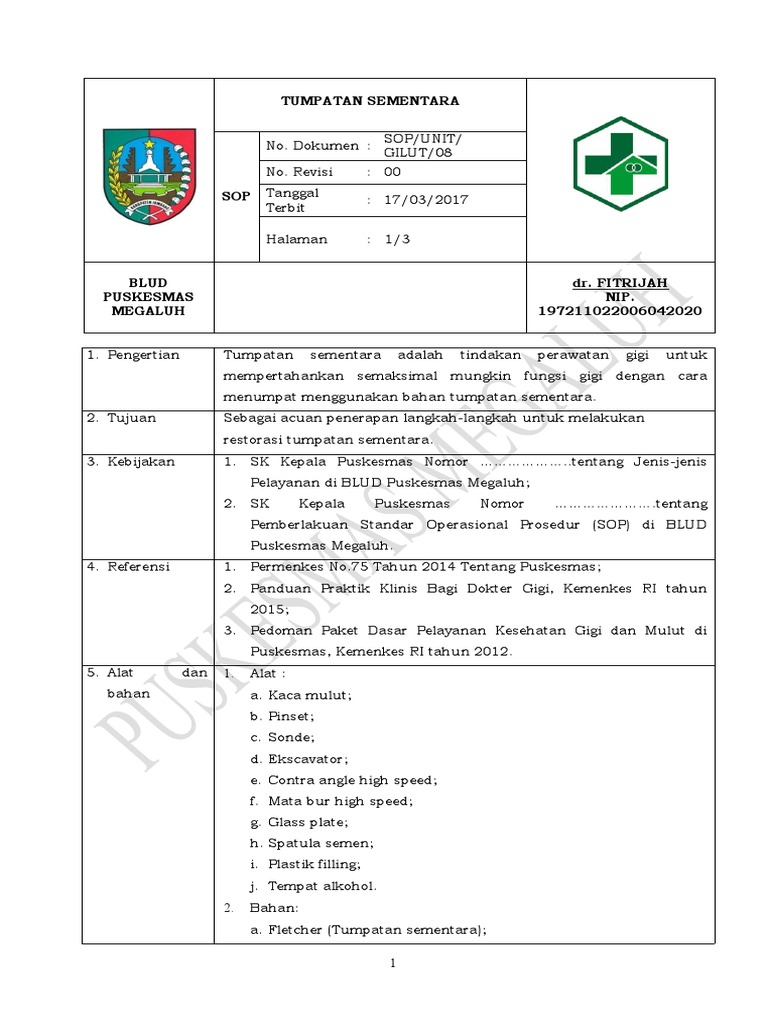 Sop Tumpatan Sementara | PDF