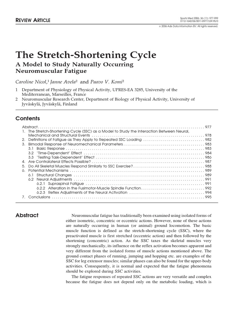 The Stretch-Shortening Cycle A Model To Study Naturally Occurring ...