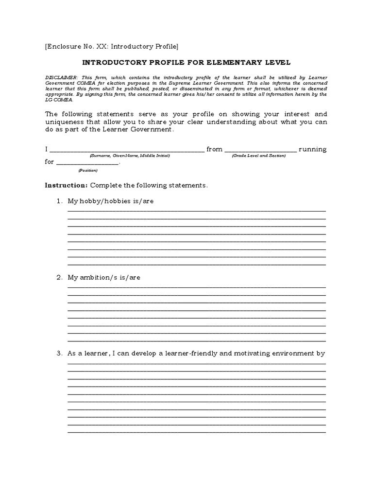 Enc 7 1 - Introductory-Profile-Elementary | PDF | Learning | Behavior Modification