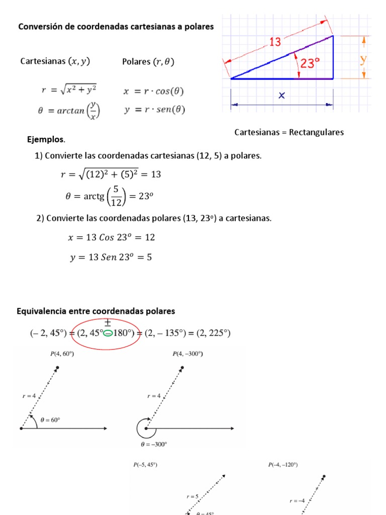 Conversión de Coordenadas Cartesianas A Polares | PDF | Geometría ...