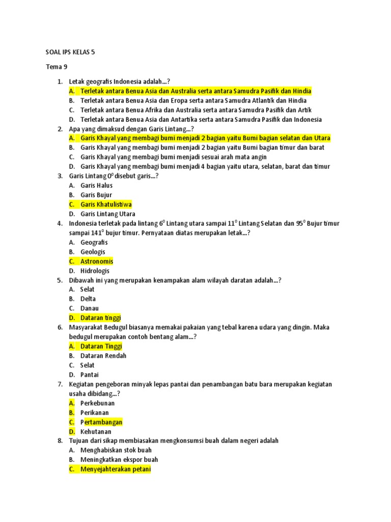 SOAL IPS KELAS 5 Fixed | PDF
