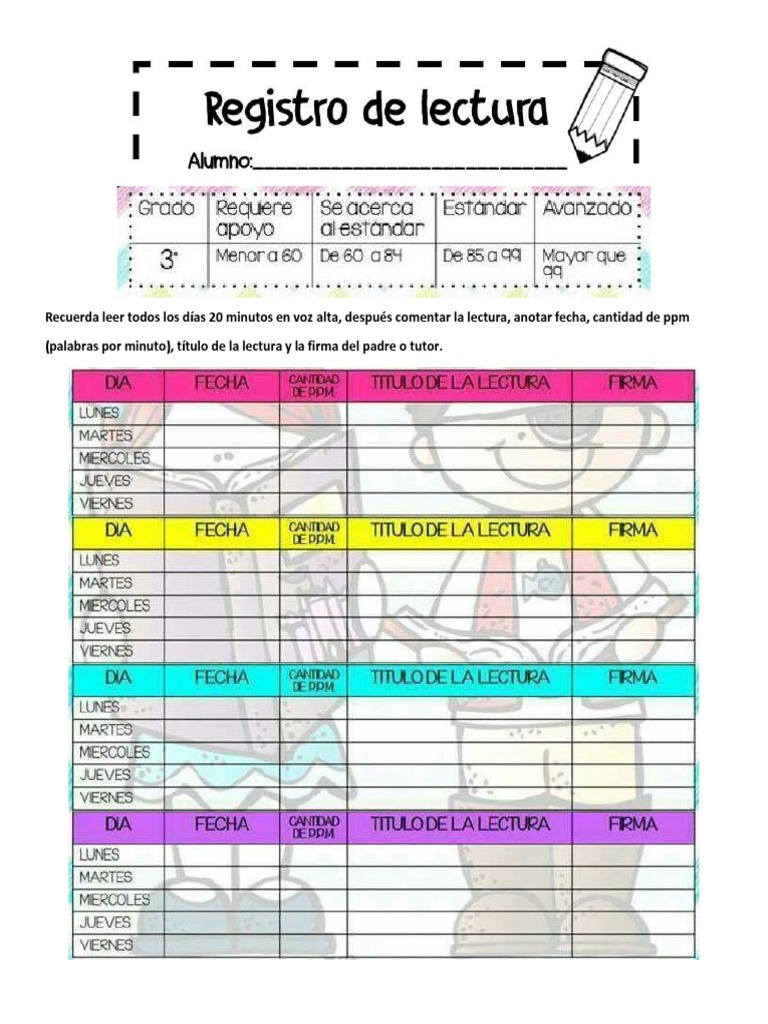 Registro de Lectura Mensual | PDF