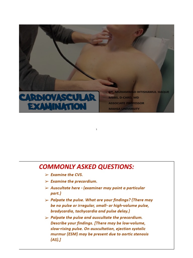 CVS Examination - 16-11-2021 | PDF | Pulse | Heart