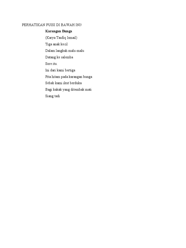 Puisi Karangan Bunga | PDF Puisi Karangan Bunga | PDF