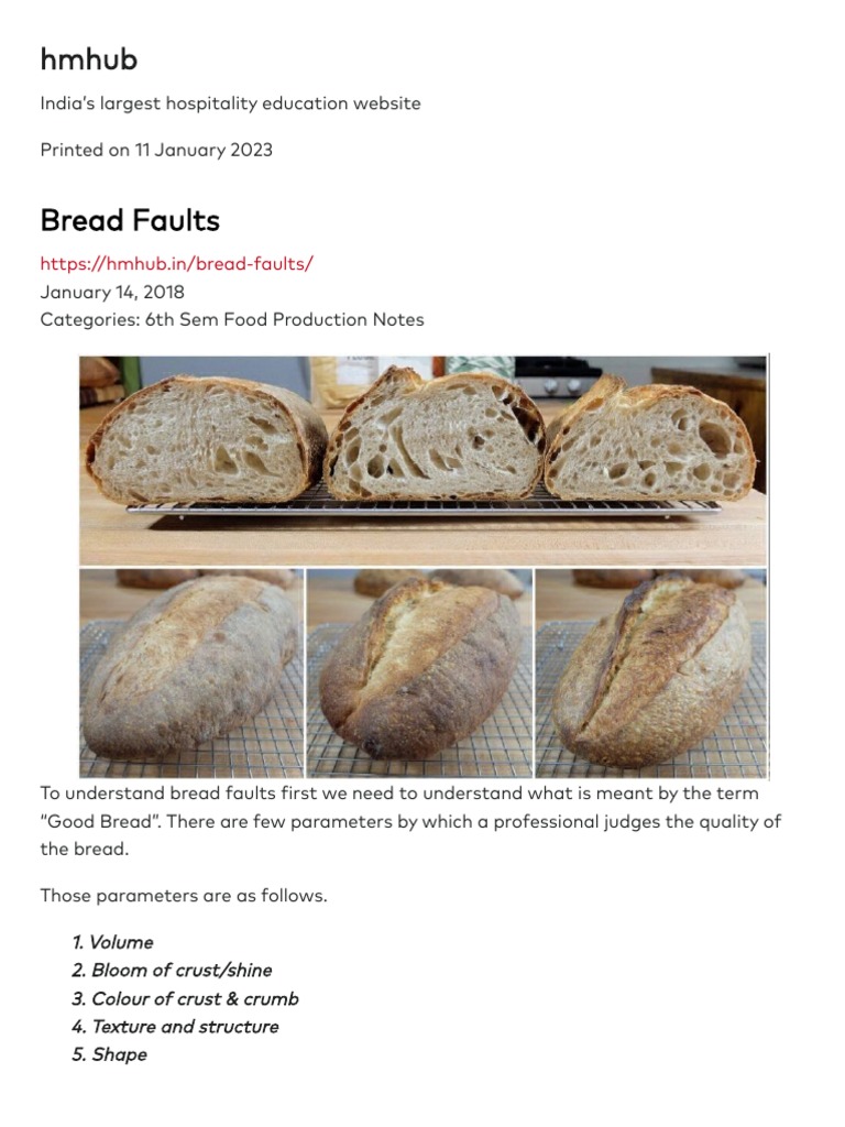 Bread Faults | PDF | Breads | Flour