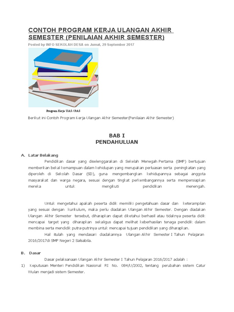 Program Kerja UAS SMP 2016/2017 | PDF | Karier & Perkembangan