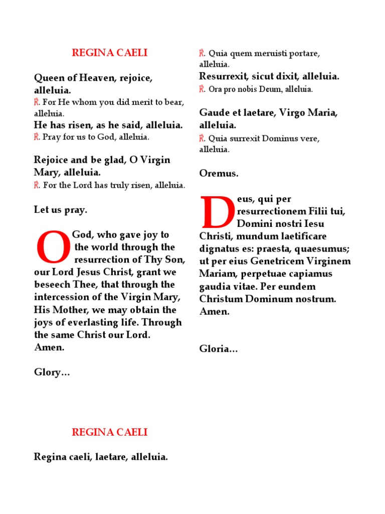 Regina Caeli Prayer Text and PDF | PDF