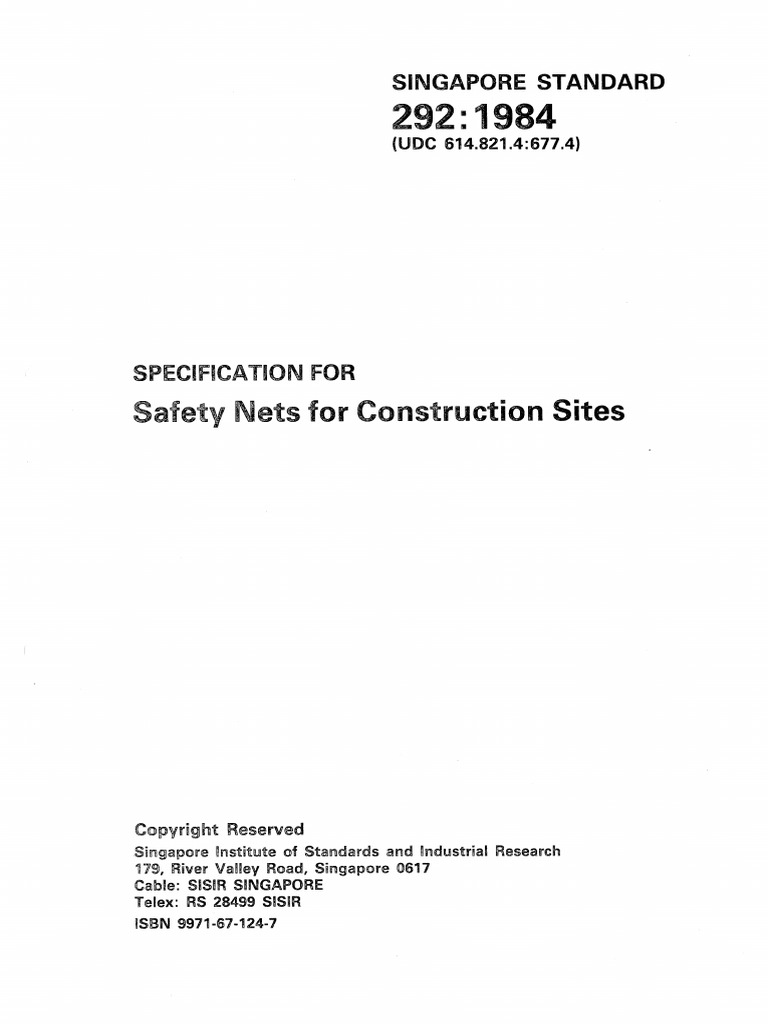 SS 292 1984 (Safety Nets For Construciton Sites) | PDF