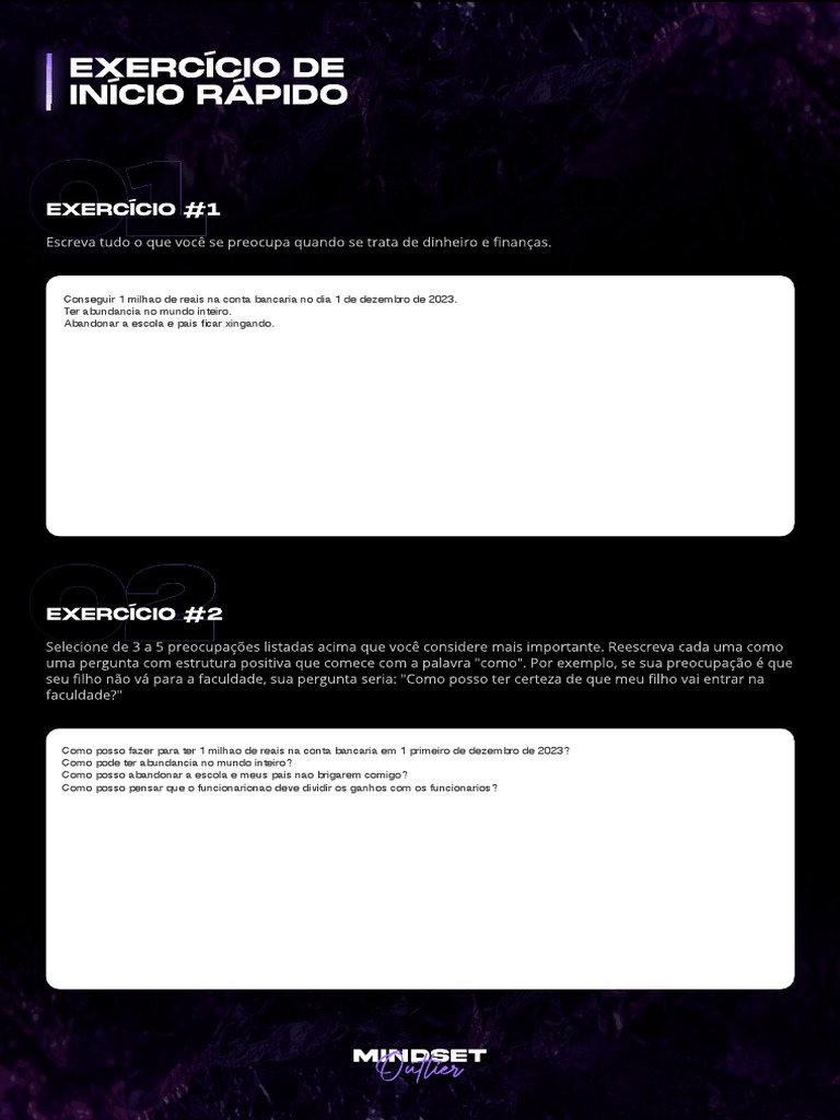 Exercício de Início Rápido 1 - Mindset Outlier | PDF