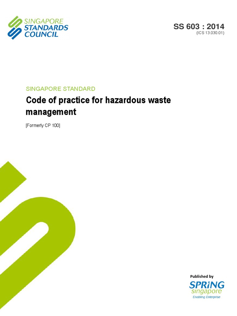 SS 603 2014 (CP For Hazardous Waste Management) | PDF | Waste ...