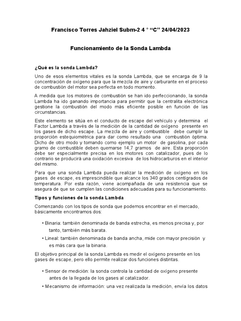 Sonda Lambda | PDF | Química | Ciencias fisicas