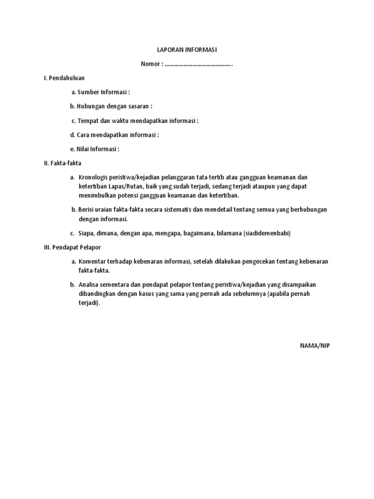 Contoh Laporan Informasi, Laporan Pemeriksaan Laporan | PDF