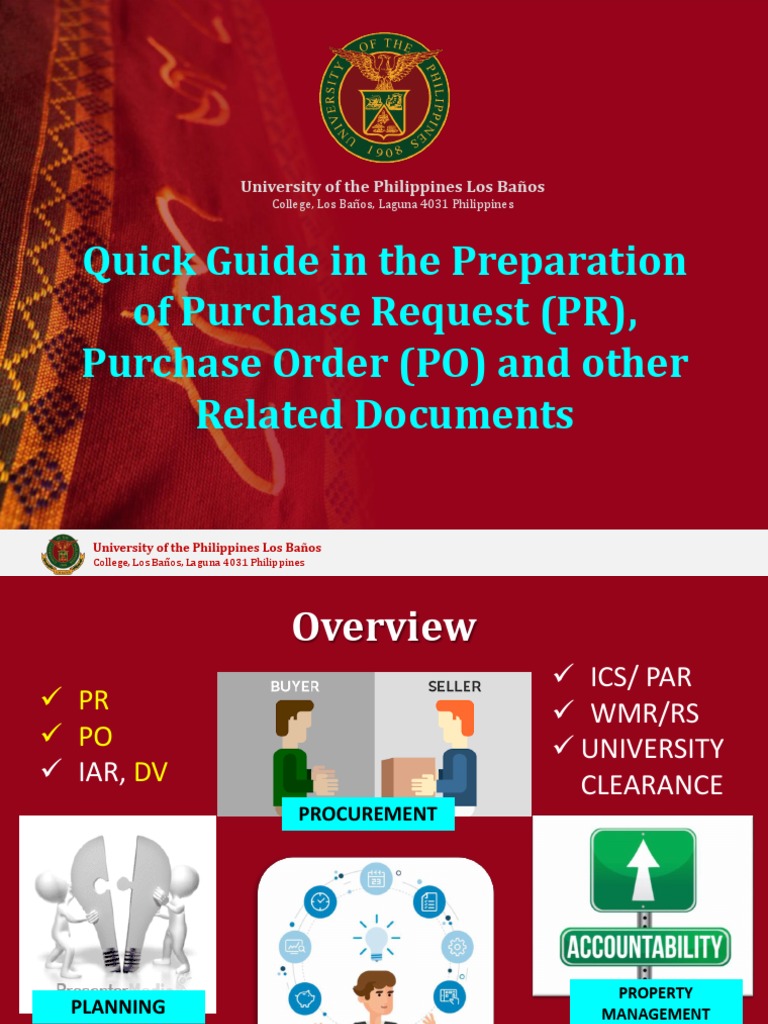Quick Guide in the Preparation of Purchase Request (PR), Purchase Order ...