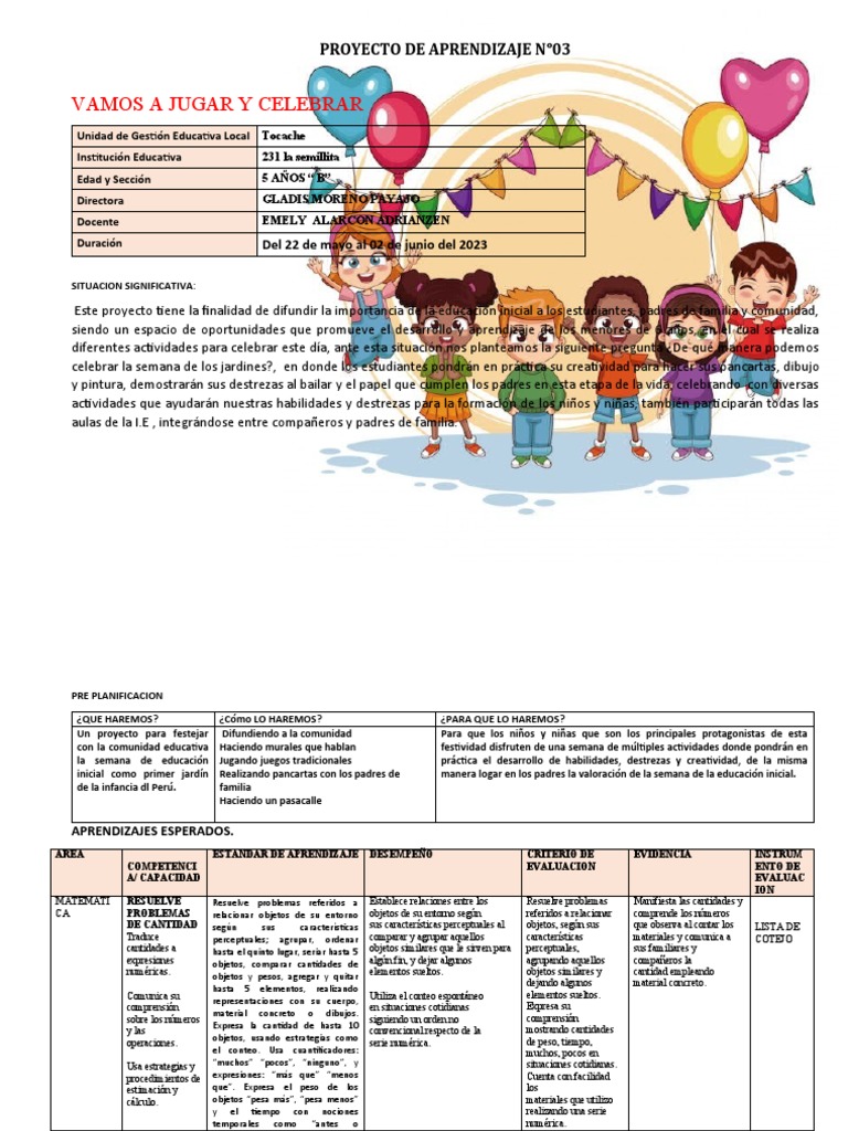 Proyecto Mi Jardin | Descargar gratis PDF | Las emociones | Educación ...