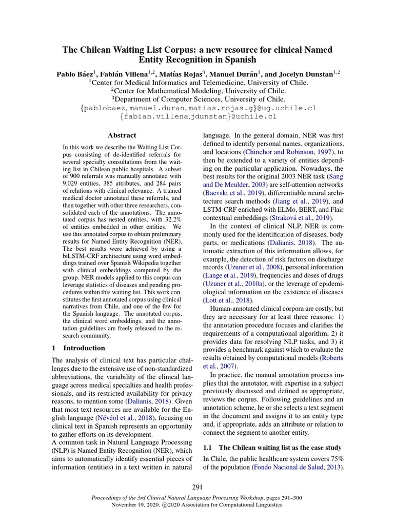 Báez Et Al - 2020 - The Chilean Waiting List Corpus | PDF | Medical ... Báez Et Al - 2020 - The Chilean Waiting List Corpus | PDF | Medical ...