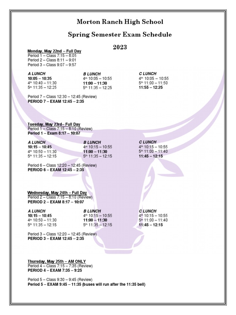 Spring Semester 2023 Exam Schedule Updated | PDF | Language Arts ...