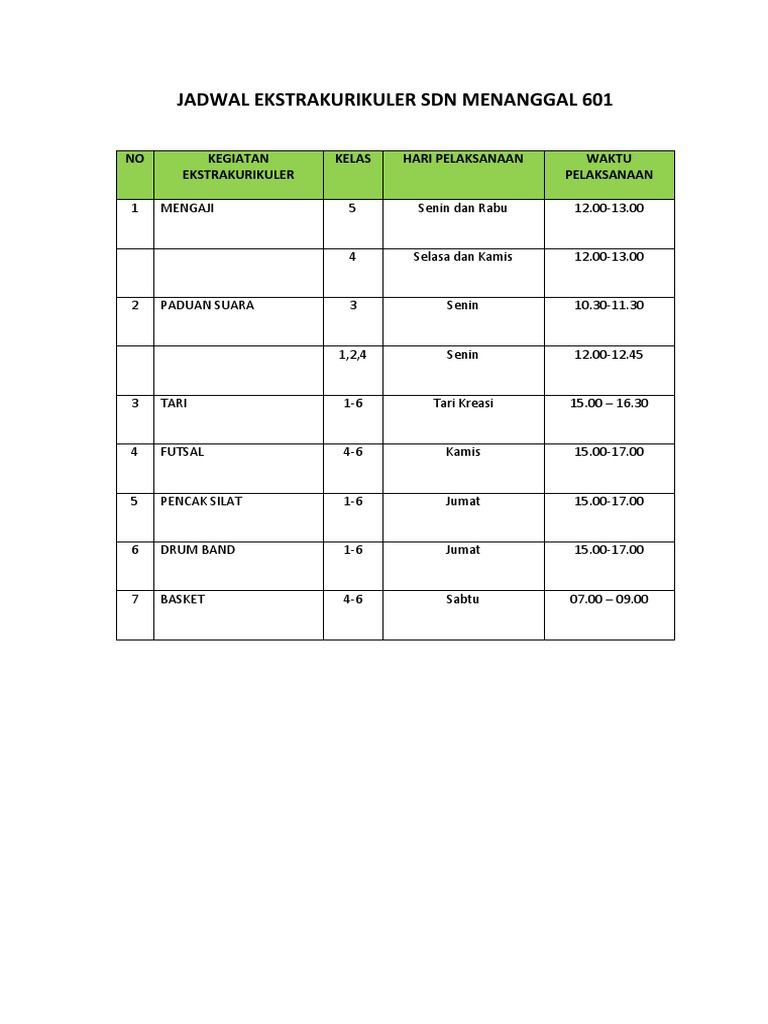 Jadwal Ekskul Dan Program Tari | PDF | Seni