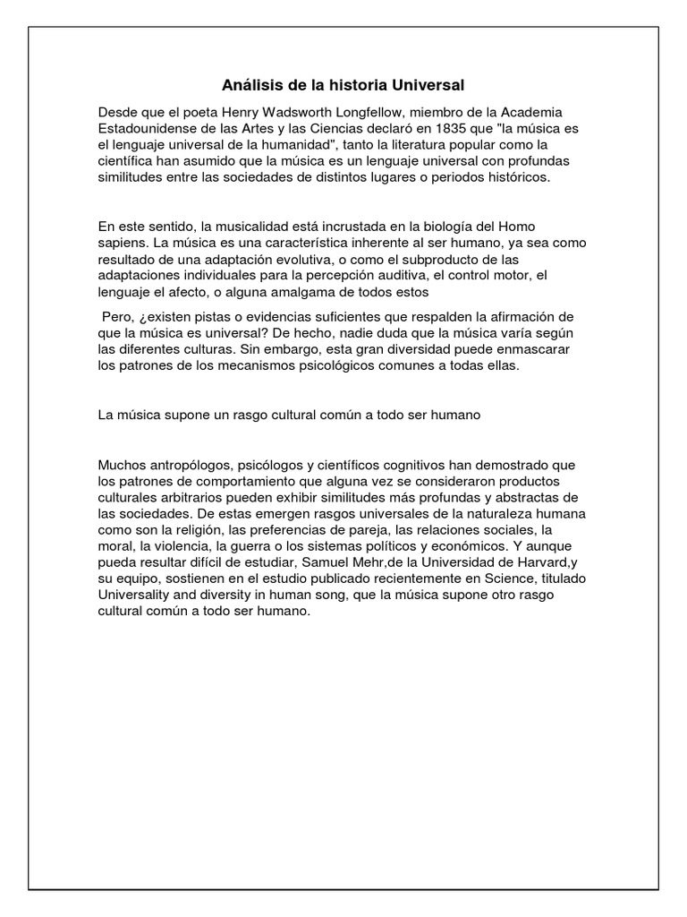 Análisis de La Música Universal | PDF
