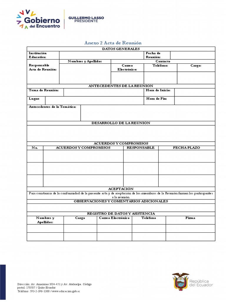 Anexo 2 Acta de Reunión | PDF | Derecho