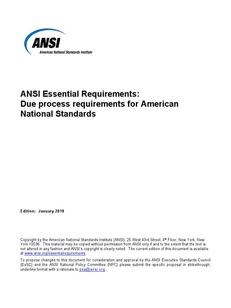Ansi Essential Requirements 2018 Pdf Patent International