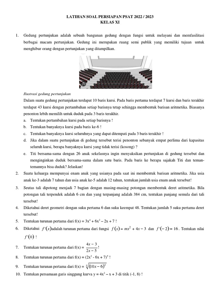 Lat Soal Math Persiapan Psat | PDF