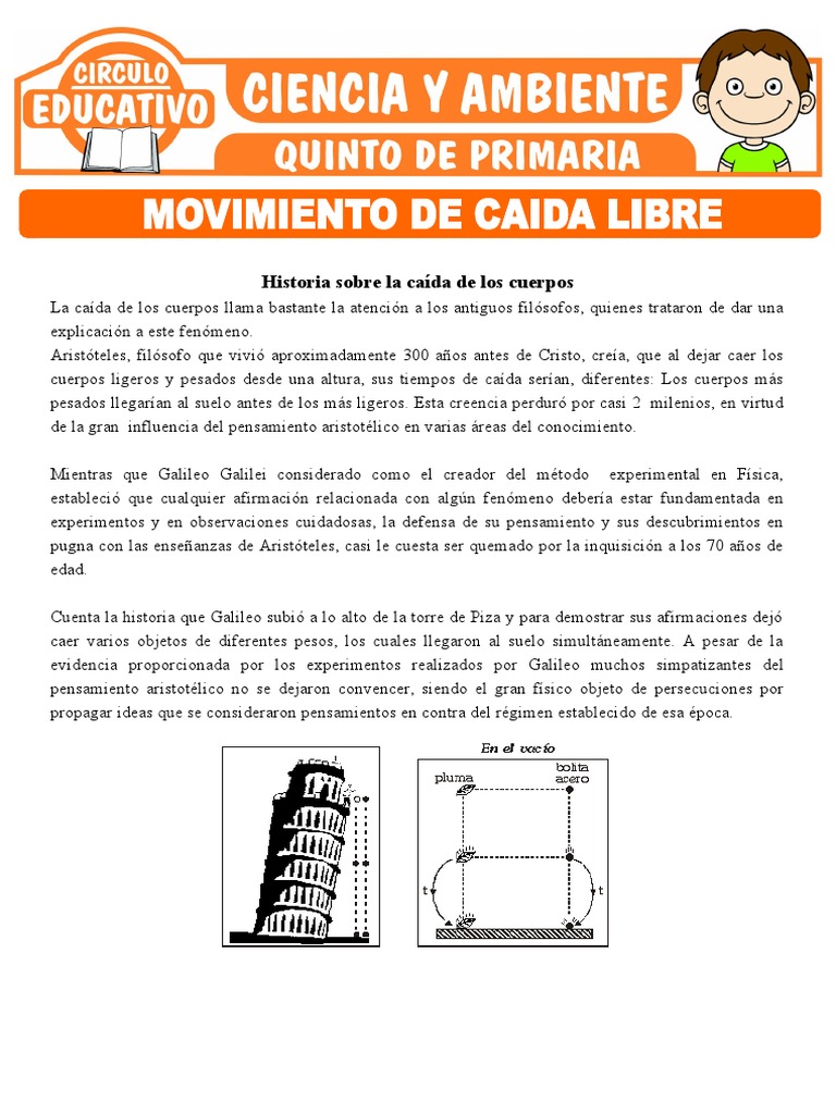 Movimiento de Caida Libre para Quinto de Primaria | PDF | Gravedad | Fuerza