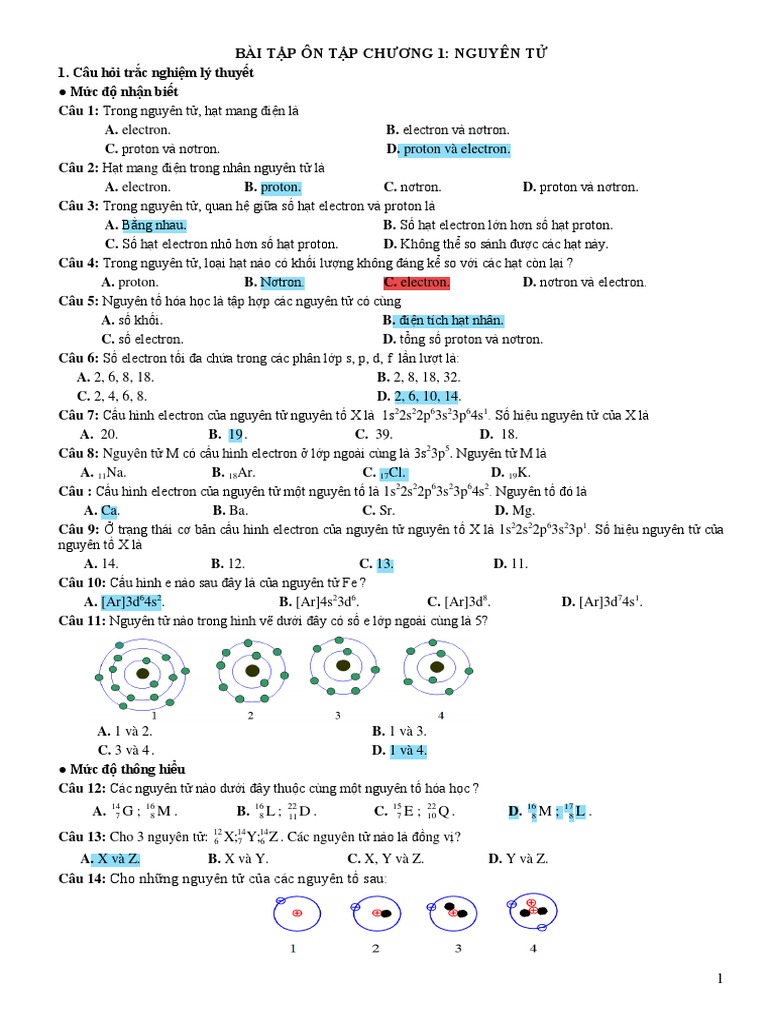 BÀI TẬP ÔN TẬP CHƯƠNG 1-10A1 | PDF