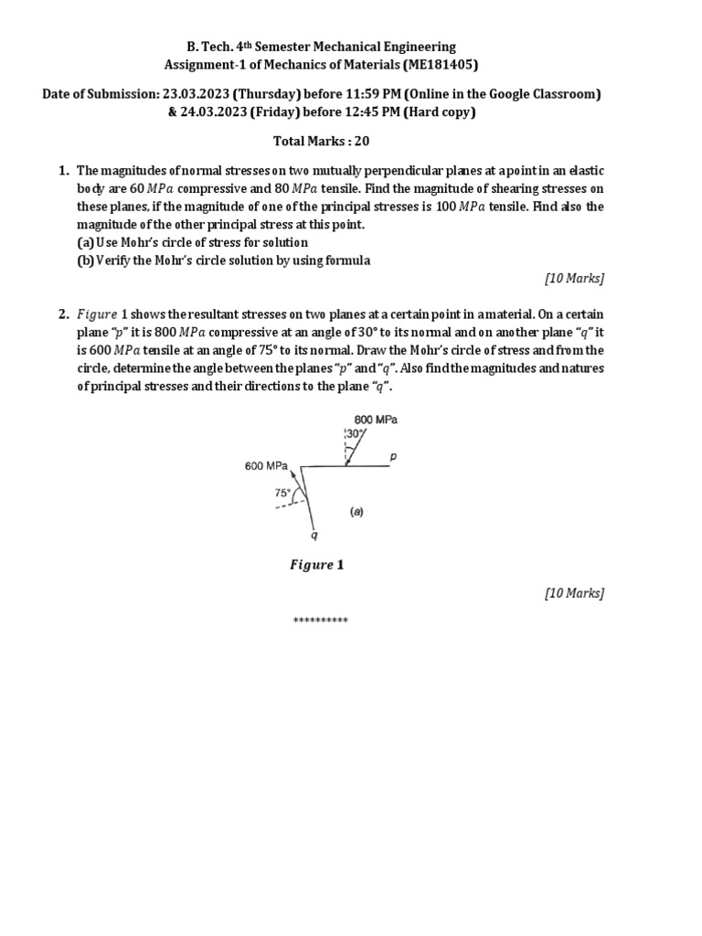 MoM Assignment 1 - 2023 | PDF