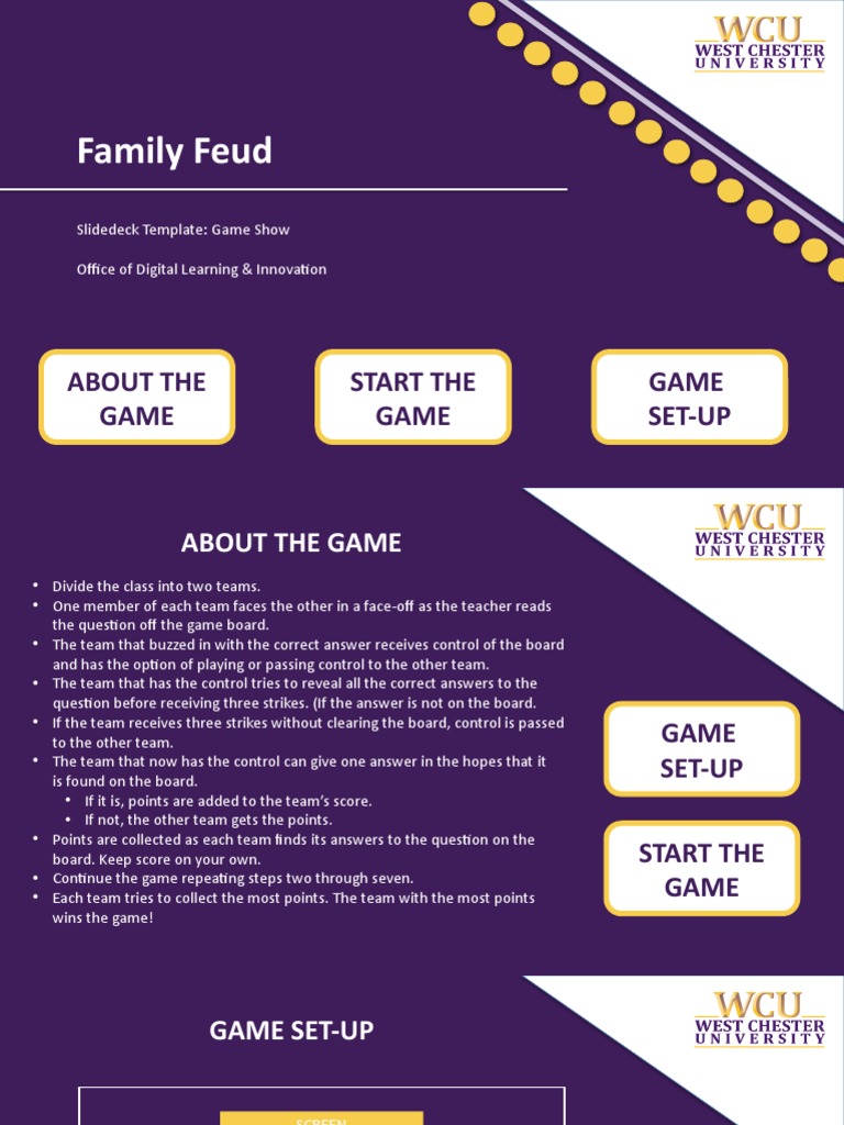 Classroom Family Feud Game Template | PDF | Game Shows