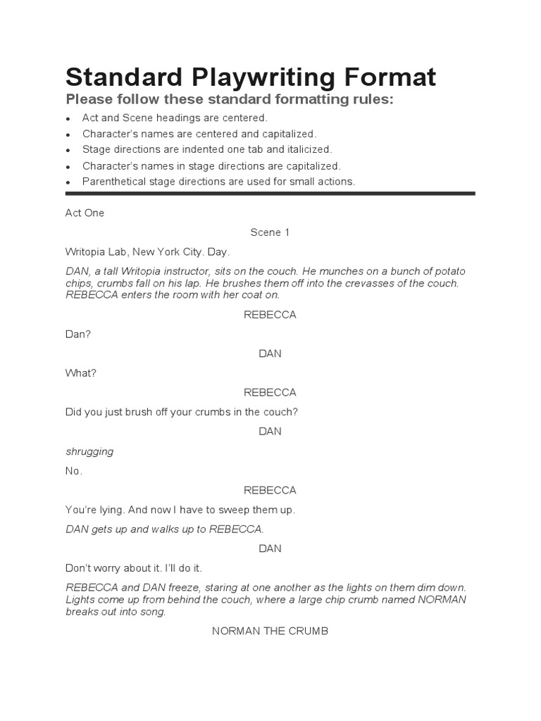 Standard Playwriting Format | PDF