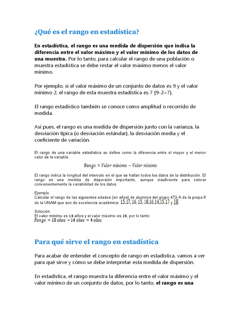 Qué Es El Rango en Estadística | PDF | Dispersión estadística | Diferencia