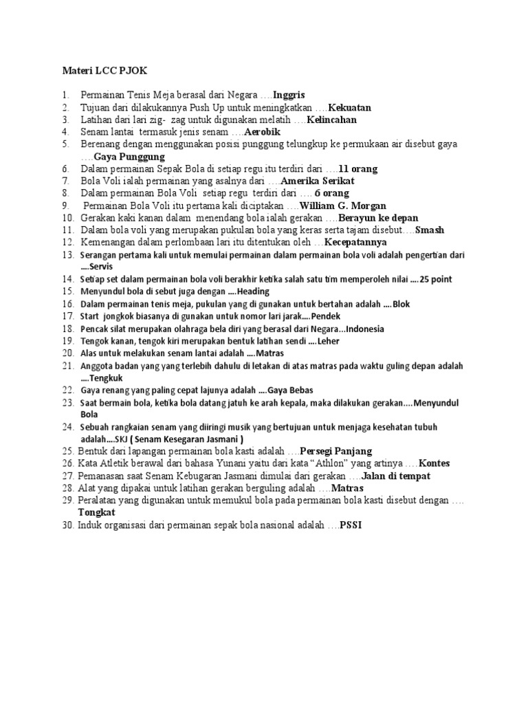 Materi LCC PJOK | PDF