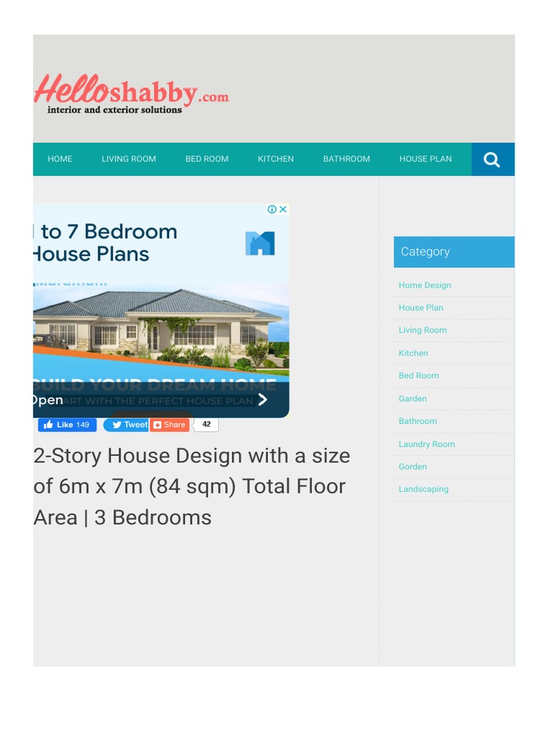 2-Story House Design With A Size of 6m X 7m (84 SQM) Total Floor Area ...