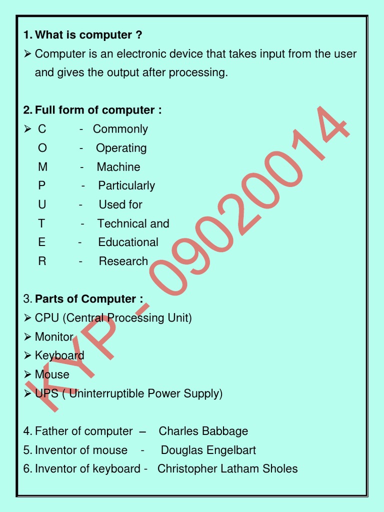 Computer Notes | Download Free PDF | Microsoft Excel | Operating System