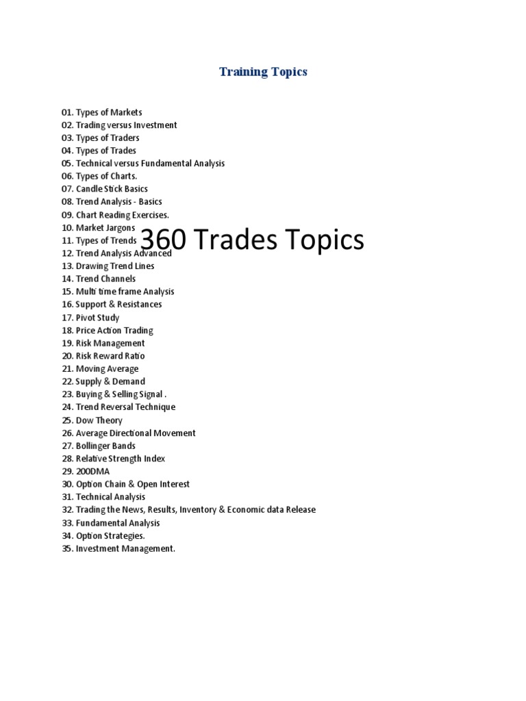 Training Topics | PDF | Technical Analysis | Stocks