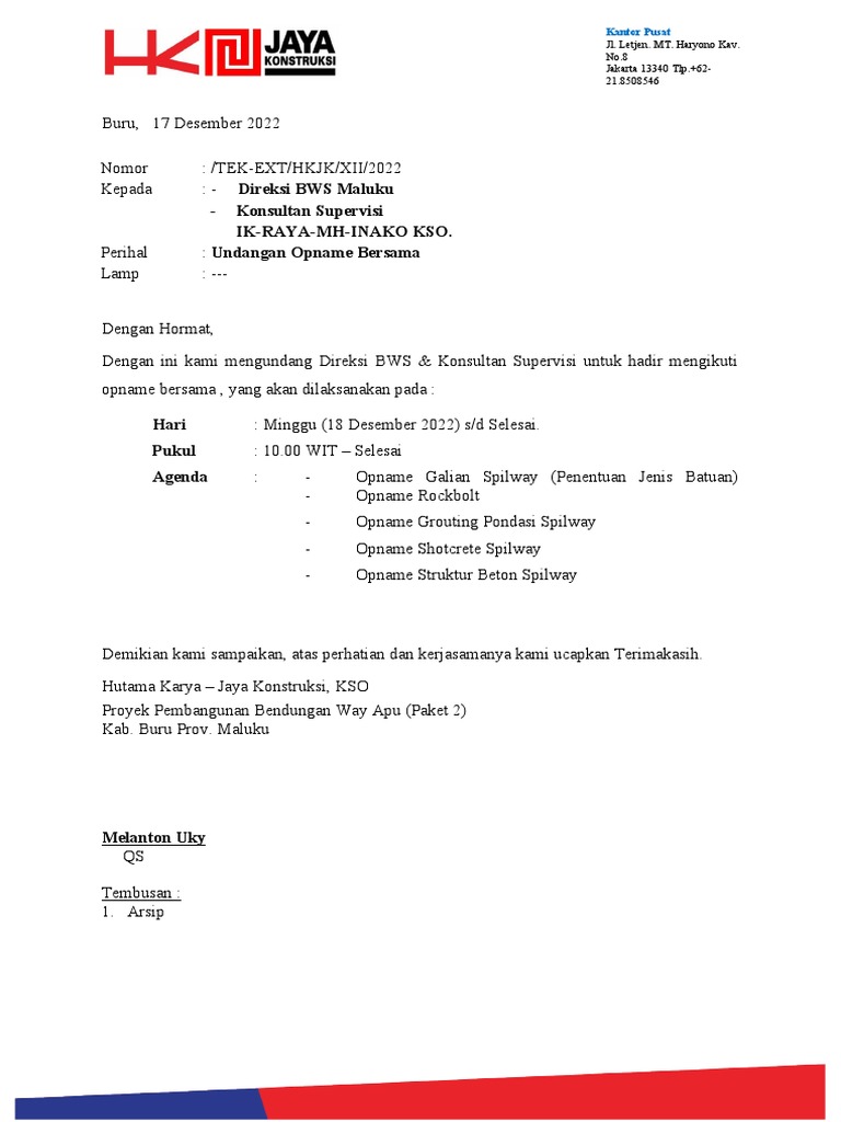 Undangan Opname Bersama | PDF