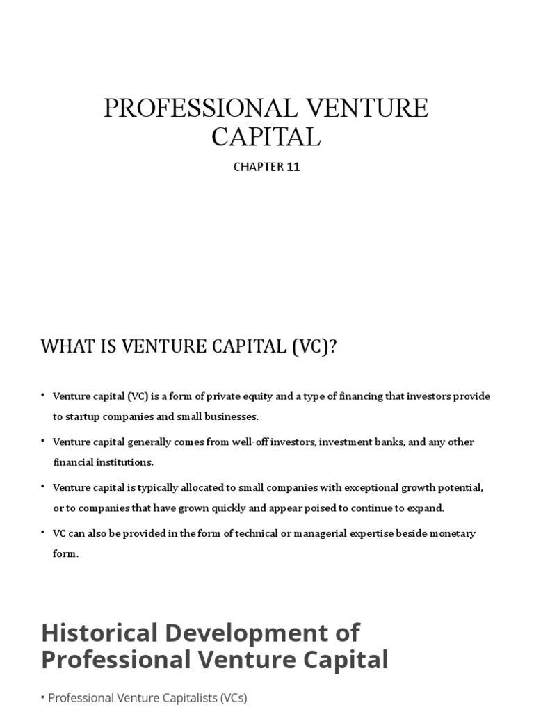 Chapter 12 Professional Venture Capital | PDF | Venture Capital ...