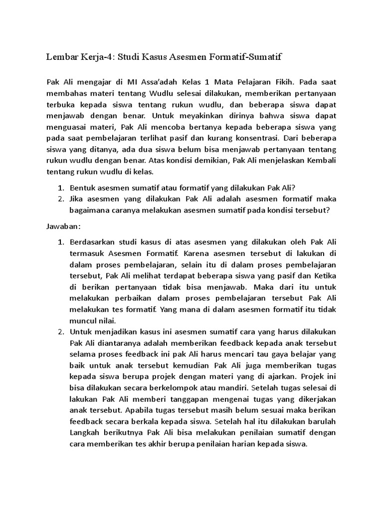 LK4 Studi Kasus Asesmen Formatif-Sumatif | PDF | Karier & Perkembangan