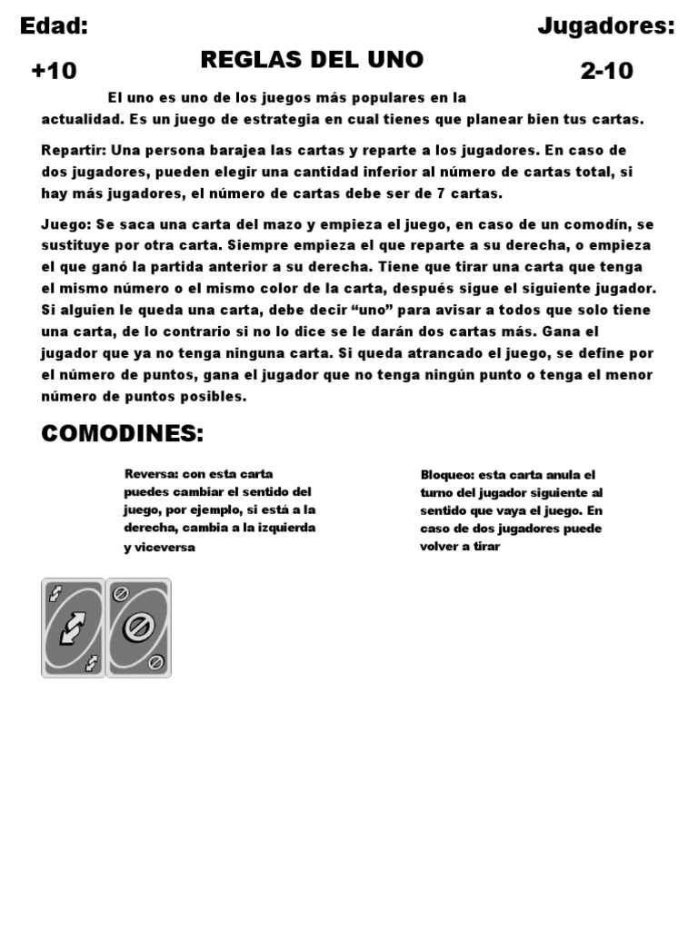 Reglas Del Uno | PDF | Color | Juego de azar