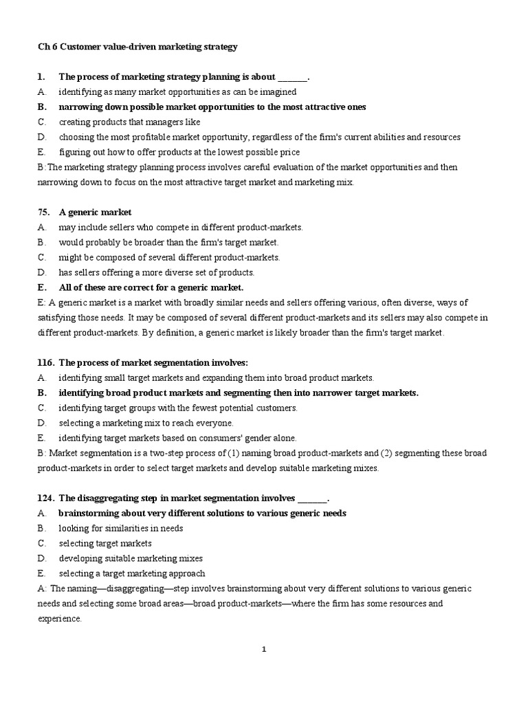Test - Bank - Ch. - 6 - Customer Value-Driven Marketing Strategy | PDF ... Test - Bank - Ch. - 6 - Customer Value-Driven Marketing Strategy | PDF ...