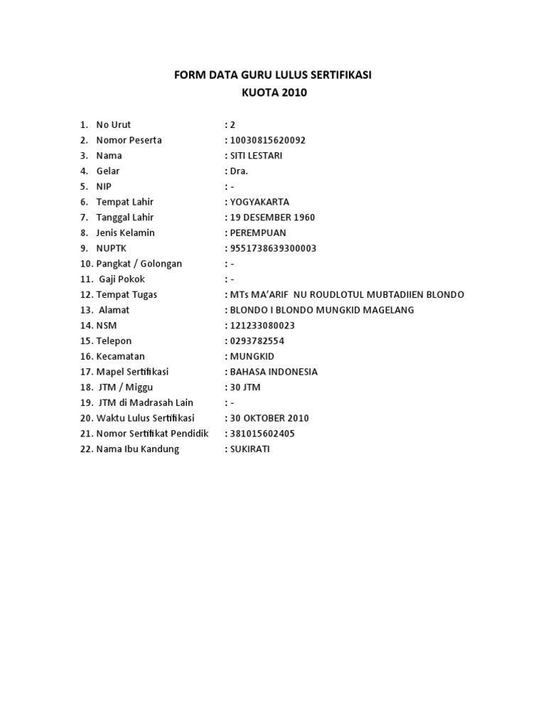 Data Guru Lulus Sertifikasi 2010 | PDF | Ilmu Sosial | Gaya Hidup
