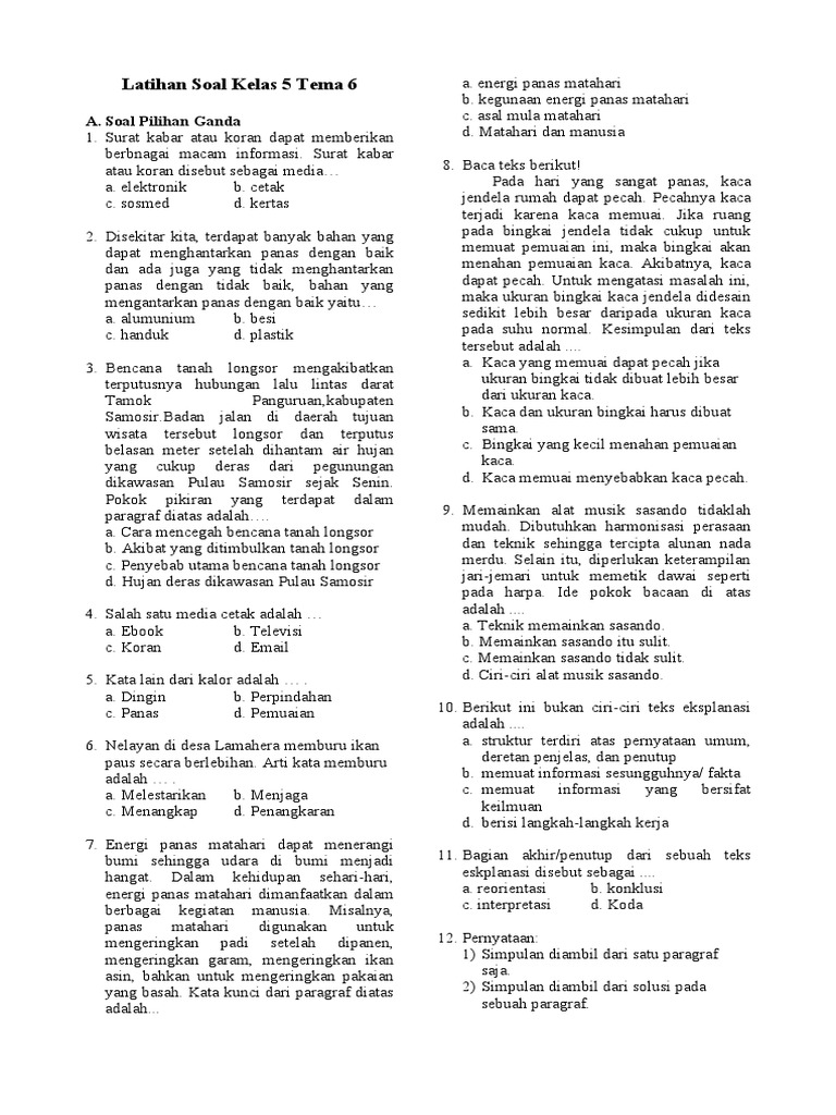 Kelas 5 Tema 6 Pdf
