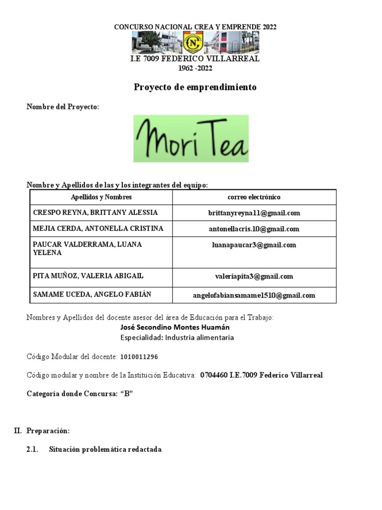 Mori Tea IE7009 FedericoVillarreal | PDF | Iniciativa empresarial | Business