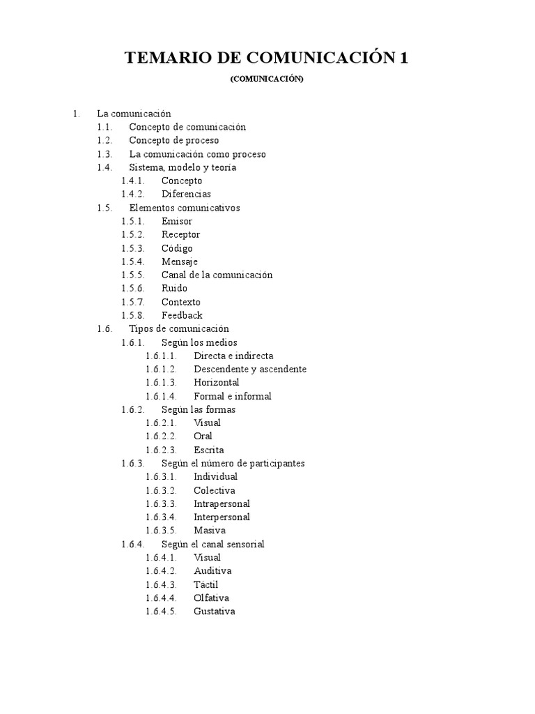 Temario de Comunicación1 CC Cecum | PDF | Comunicación | Cognición