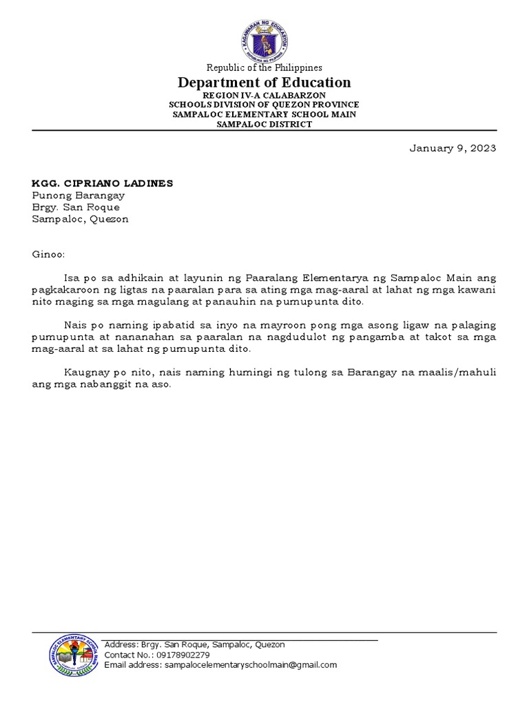 Letter To Brgy. | PDF