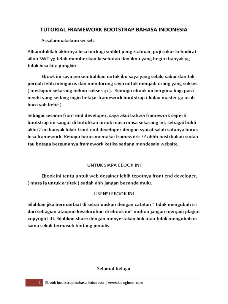 Tutorial Framework Bootstrap Bahasa Indo | PDF Tutorial Framework Bootstrap Bahasa Indo | PDF