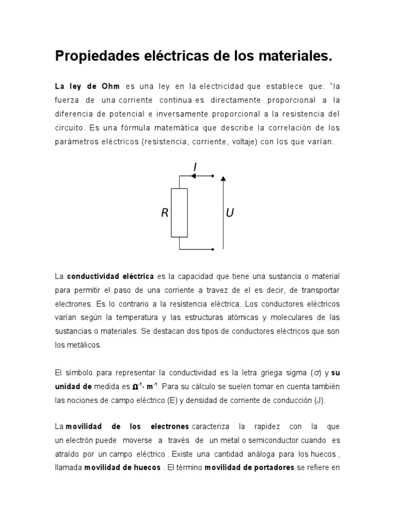 Propiedades Eléctricas de Los Materiales | PDF | Electricidad ...